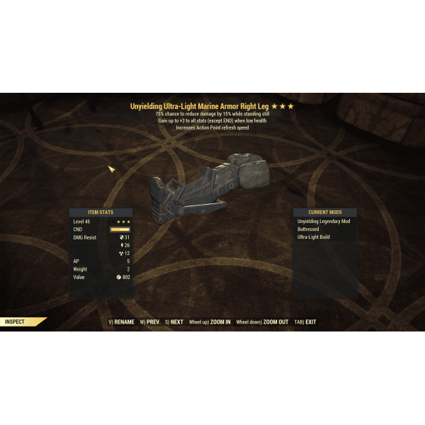 Buy [Armor set] Unyielding Sentinel Marine Armor (AP Refresh) Fallout 76